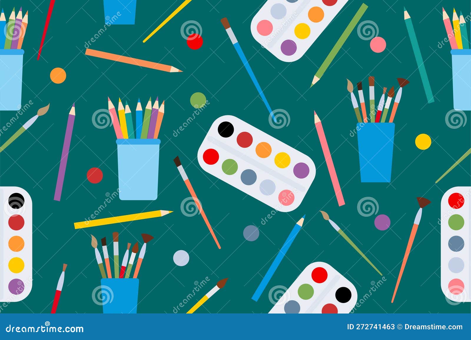 Tools for Coloring Elements. Background with Art Supplies. Design ...