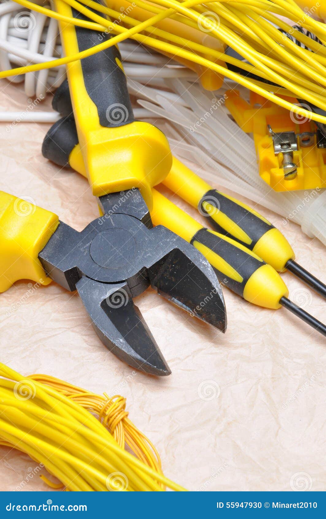 Tools and Component for Electrical Installation Stock Photo - Image of ...