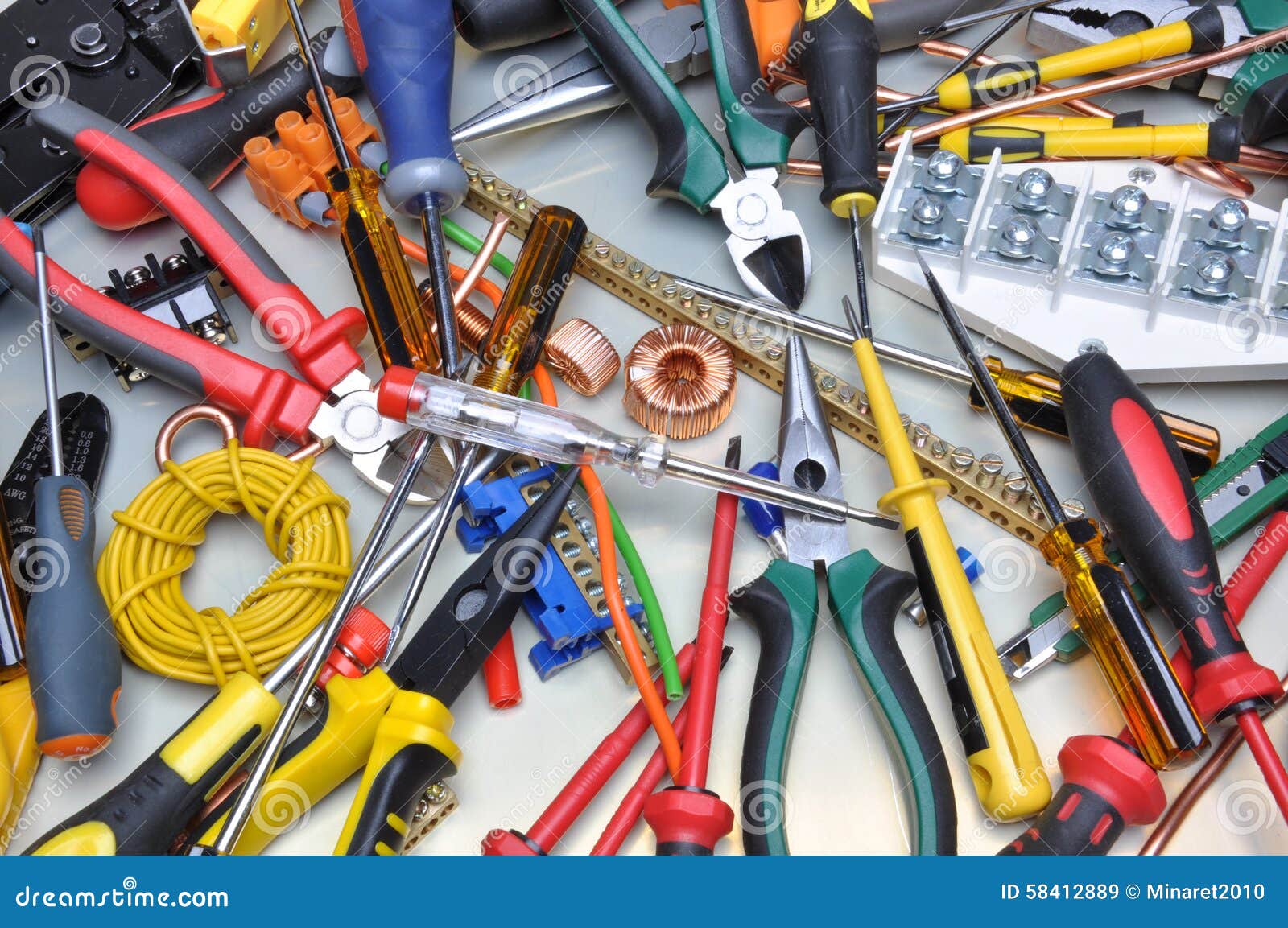 Tools and Component Kit To Use in Electrical Installations Stock Image ...