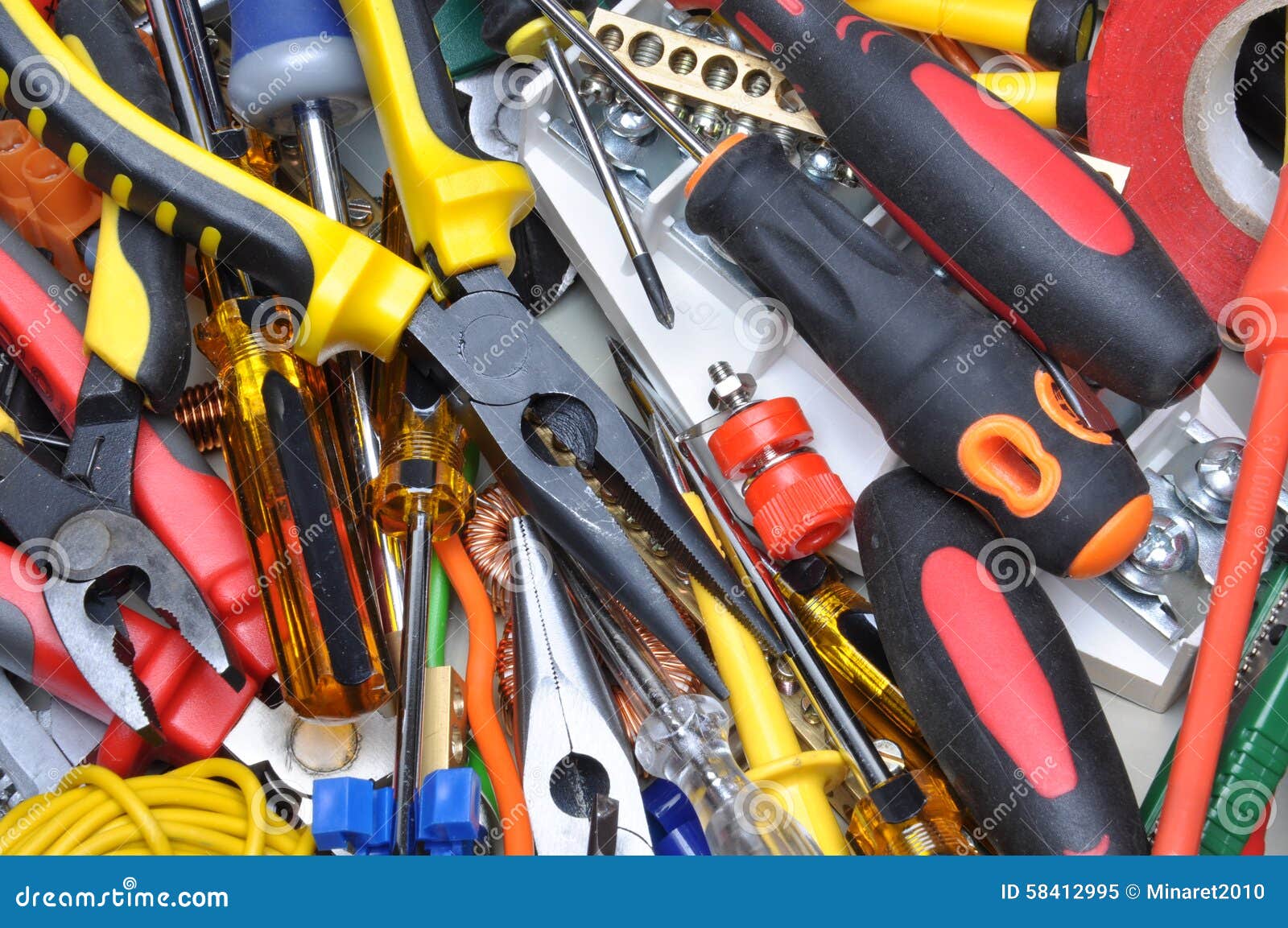 Tools and Component Kit To Use in Electrical Installations Stock Image ...