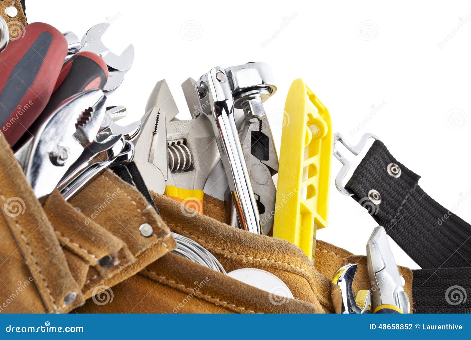 Tools on construction belt stock photo. Image of concept - 48658852