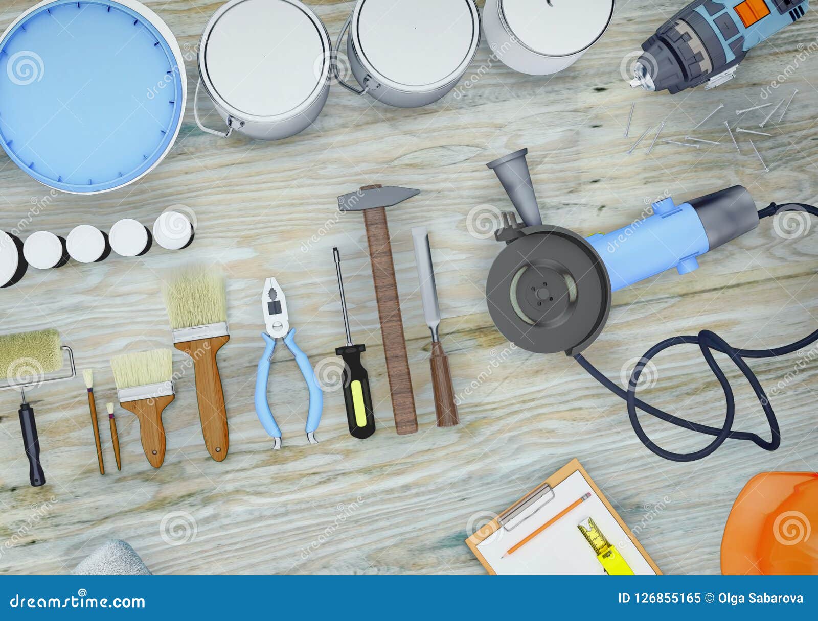 Tools for Construction and Renovation. Stock Image - Image of brushes ...
