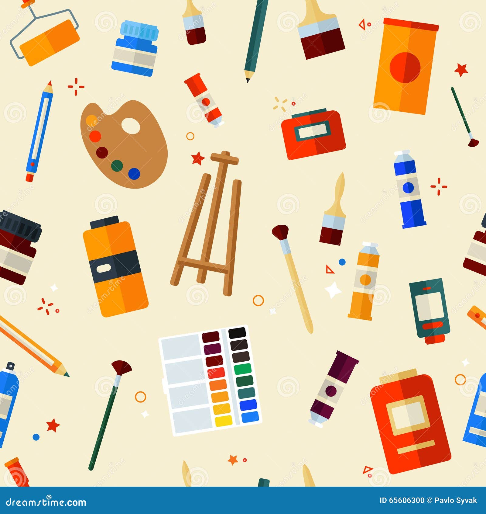Tools for Creativity and Painting Seamless Pattern Stock Vector ...