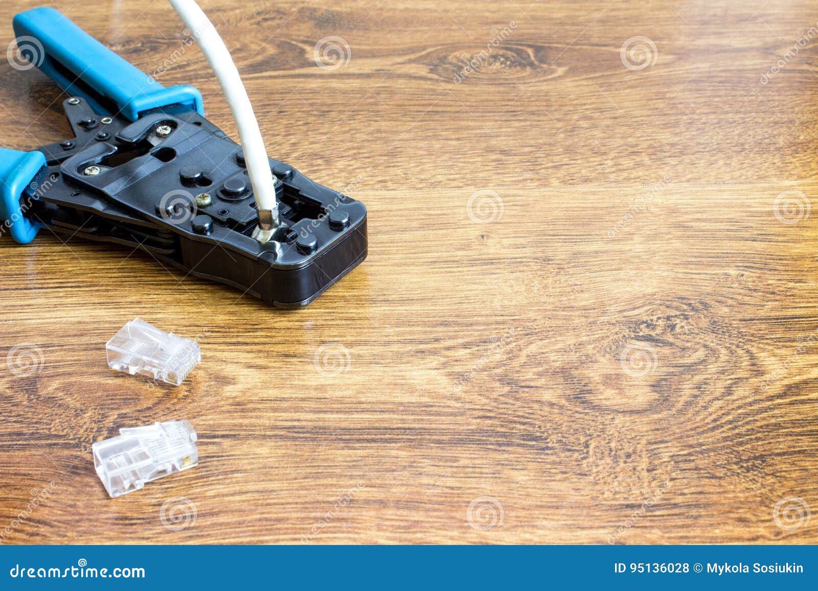 Tools for Crimping with Component To Computer Network Stock Photo ...
