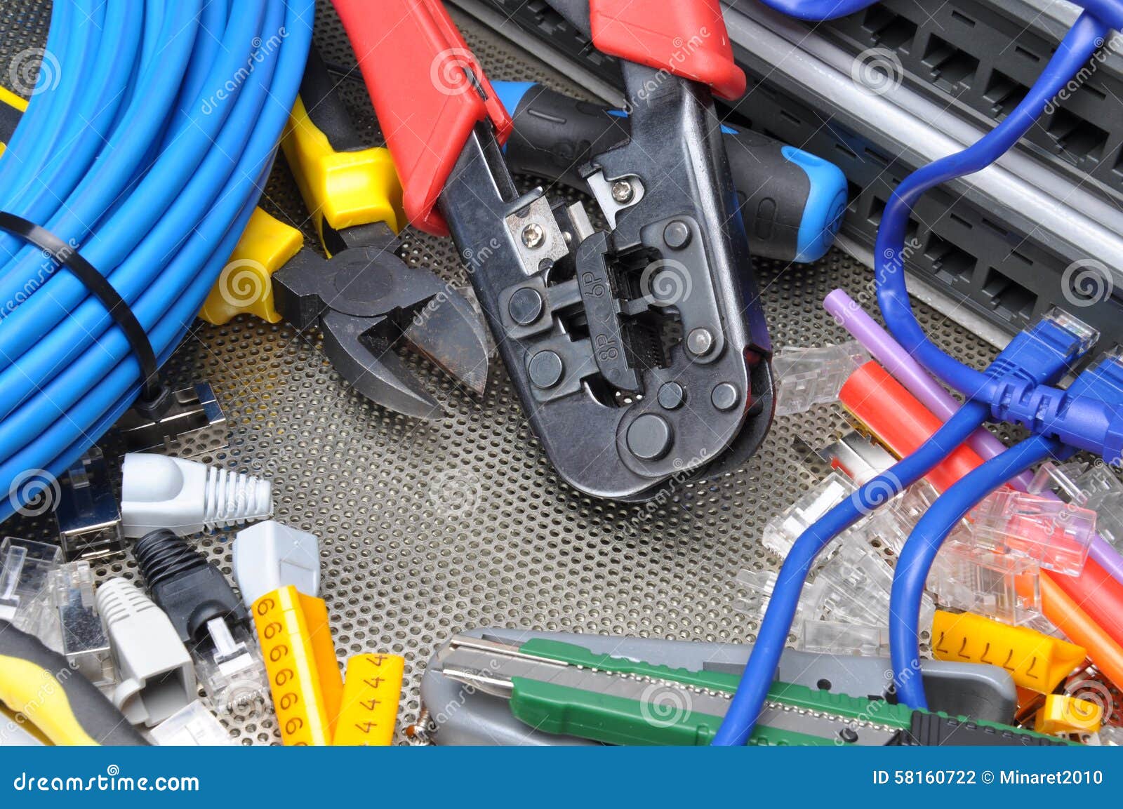 Tools for Crimping with Component To Computer Network Stock Photo ...