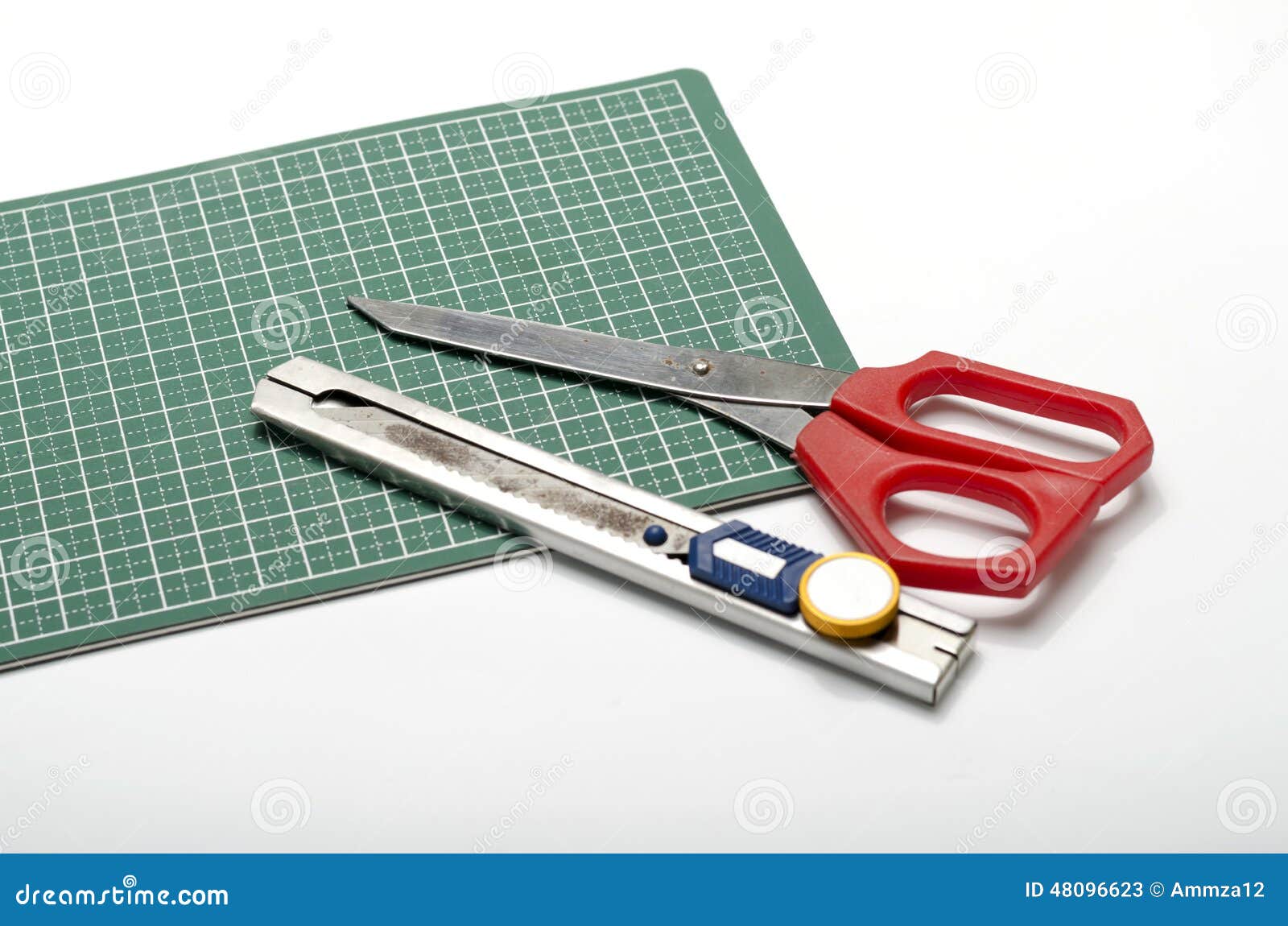Tools on cutting mat stock image. Image of blueprint - 48096623