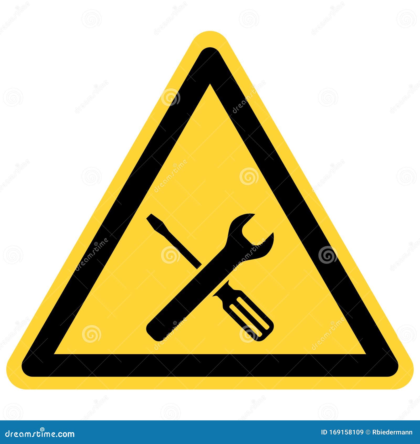 Tools and danger sign stock vector. Illustration of hardware - 169158109