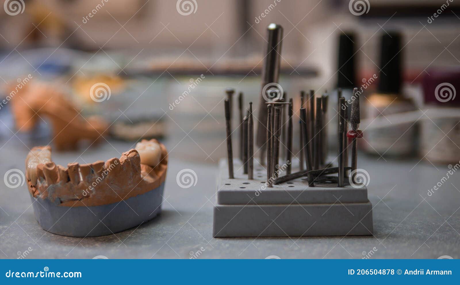 Tools for Dental Prosthetics., Plaster Model of Ceramic Teeth, Dental ...