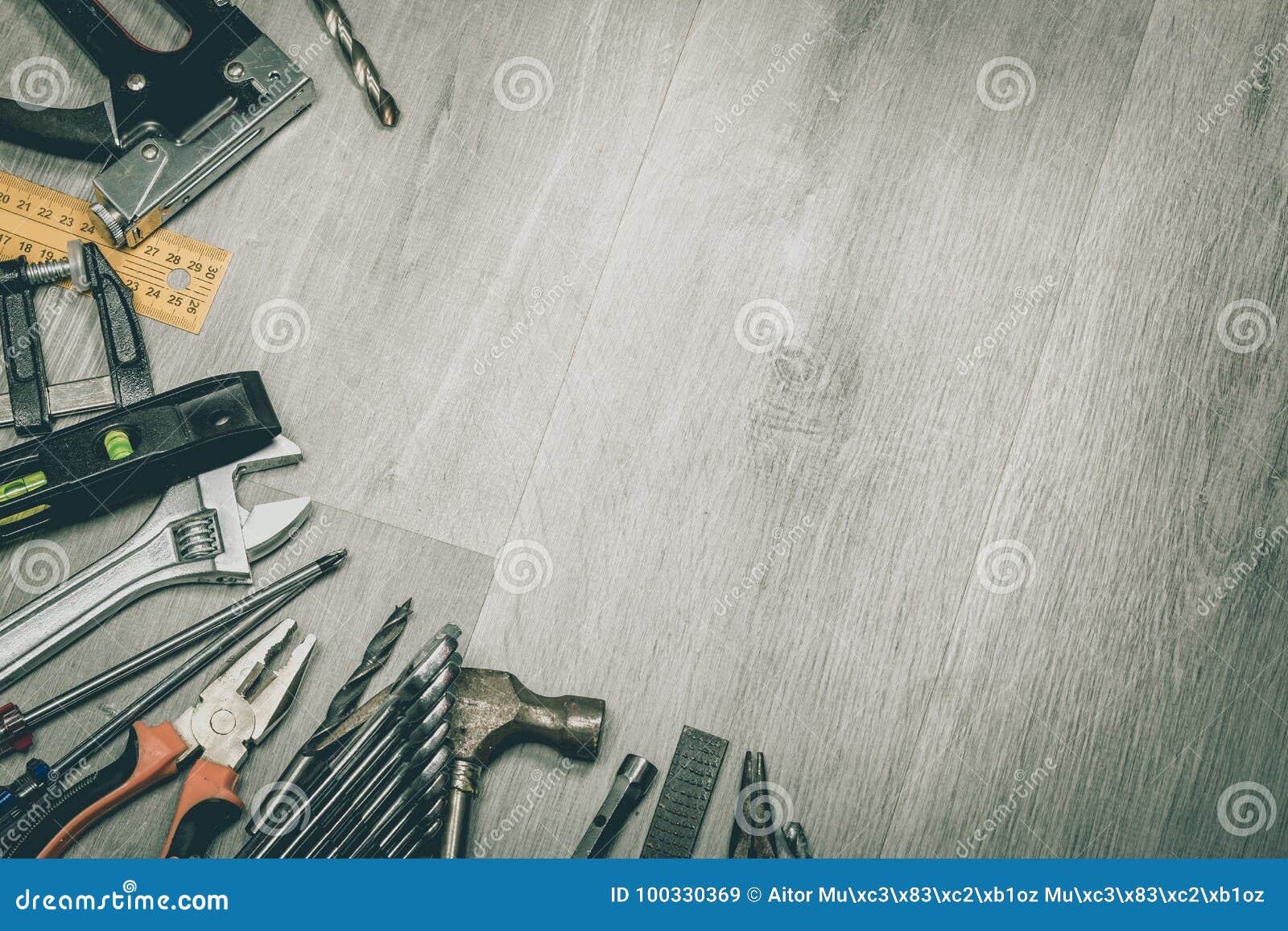 Tools on desk stock image. Image of metal, hobby, background - 100330369