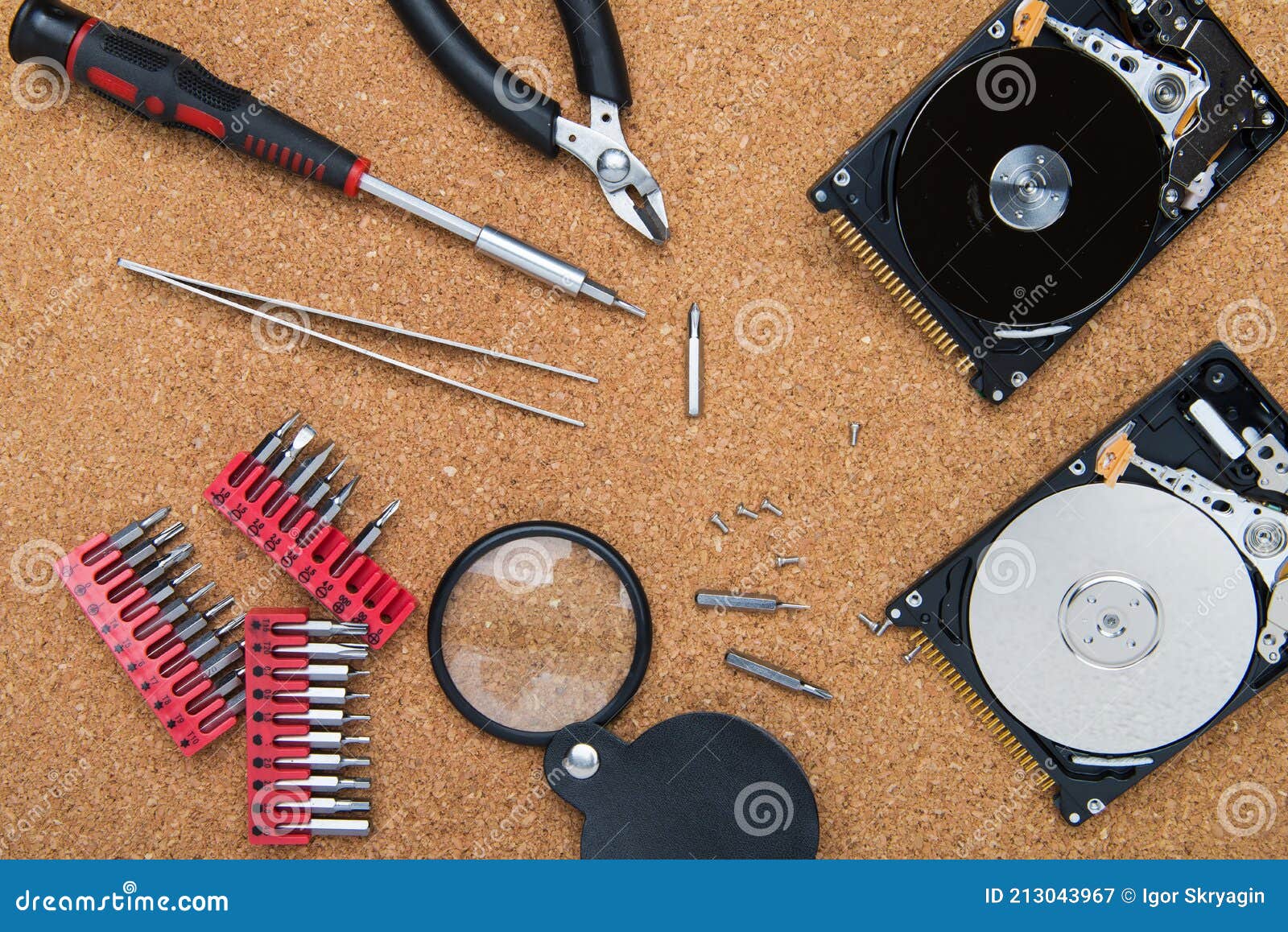 Disassembled Hard Drive and Tools Stock Image - Image of binary, micro ...