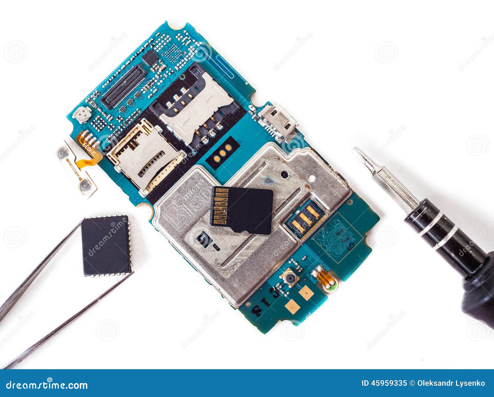 Tools and Disassembled Phone Memory Card Stock Image - Image of ...