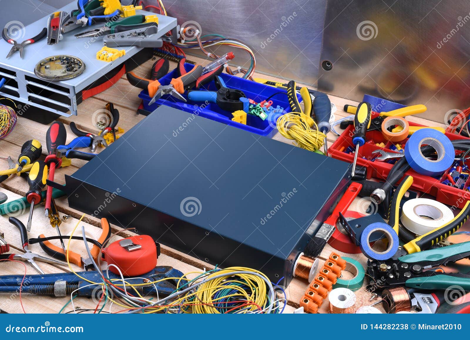 Tools Disorder in the Workshop Stock Photo - Image of electrical ...