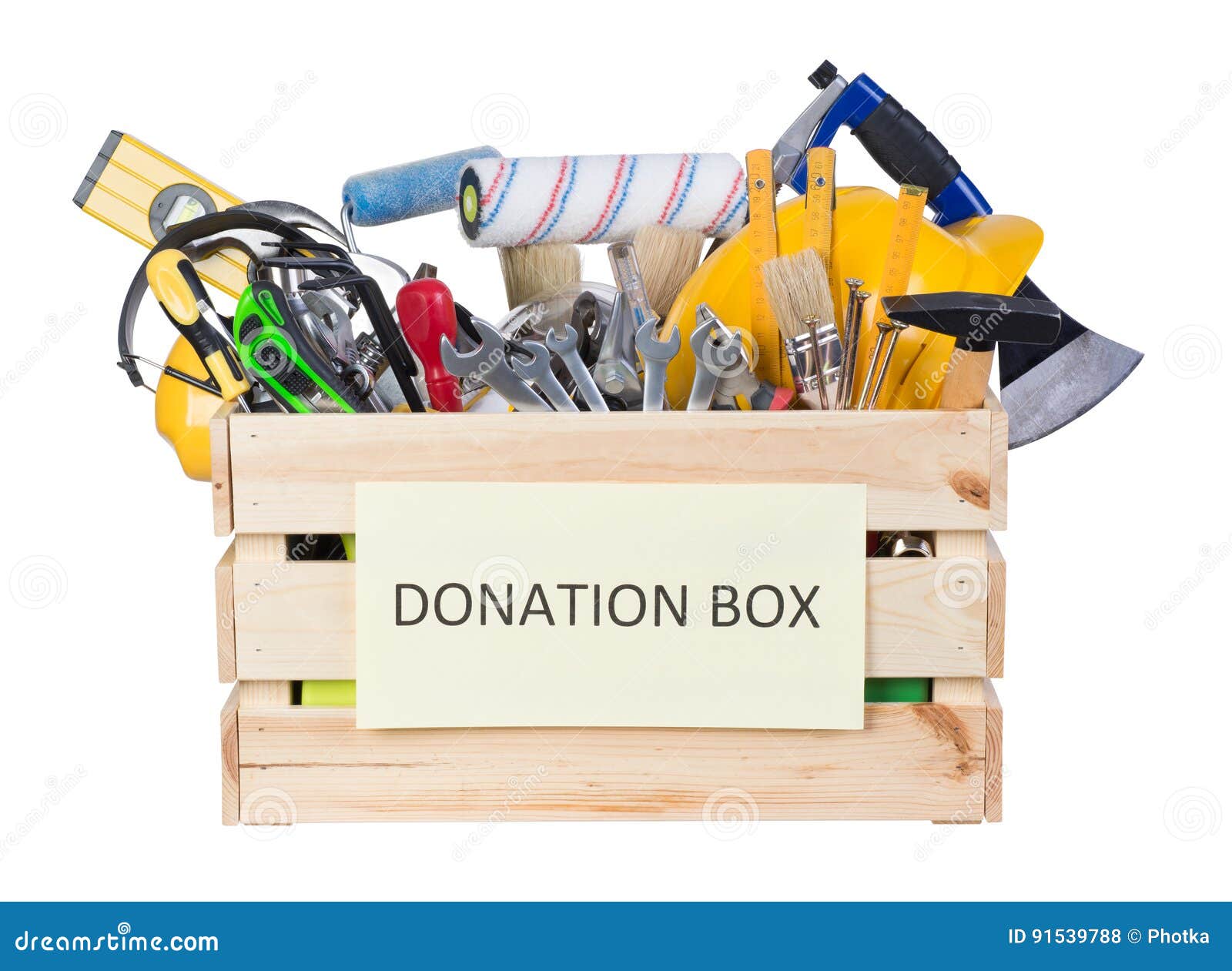 Tools Donations Box Isolated on White Background Stock Photo - Image of ...