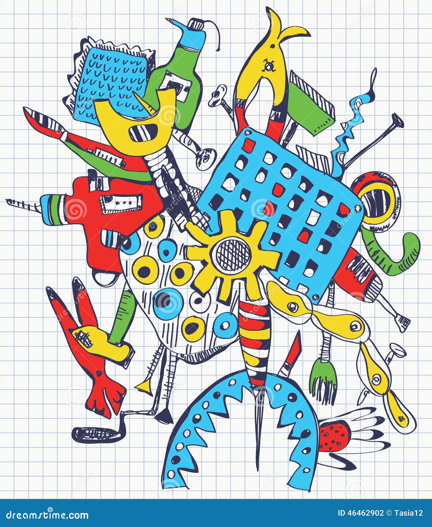 Tools Doodle Illustration on Paper Stock Vector - Illustration of hand ...