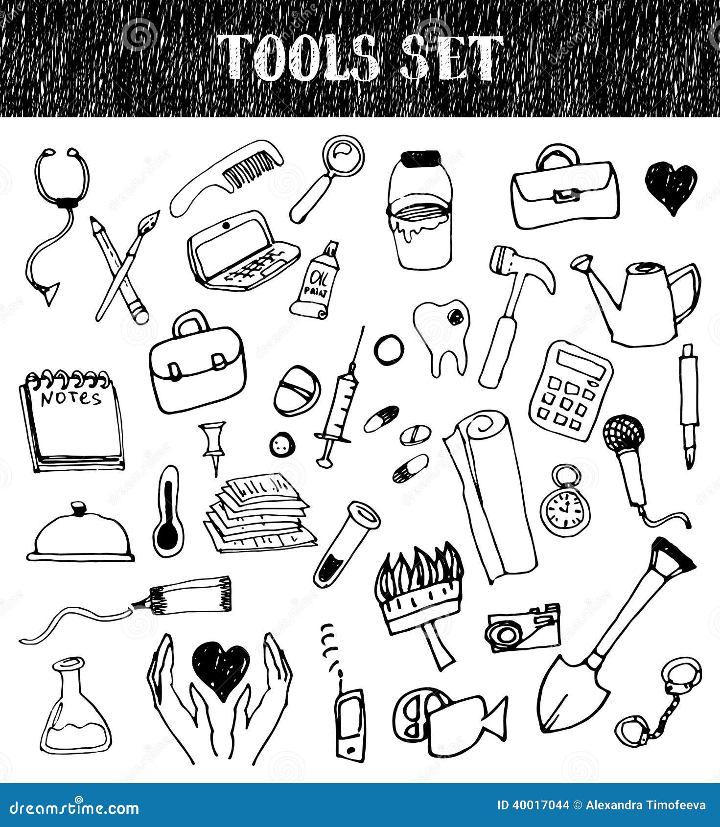 Tools Doodles Set stock vector. Illustration of painter - 40017044