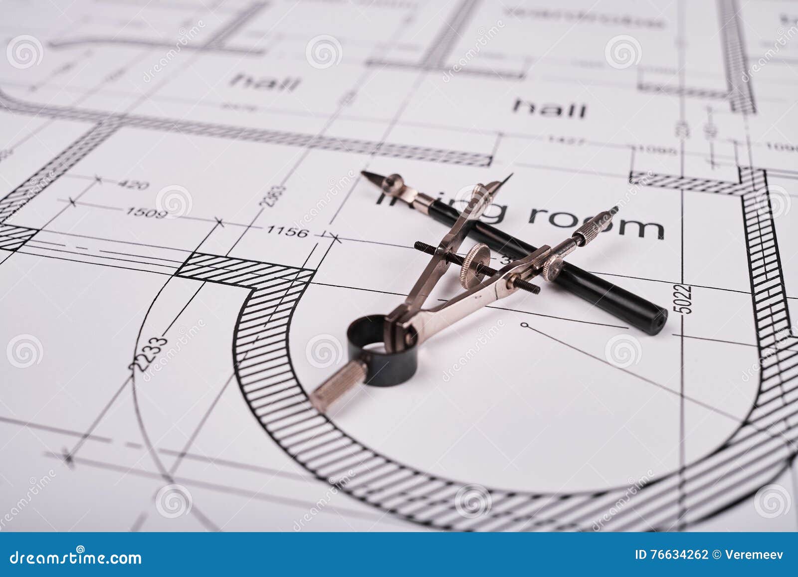 Tools for drawing stock photo. Image of dividers, painted - 76634262