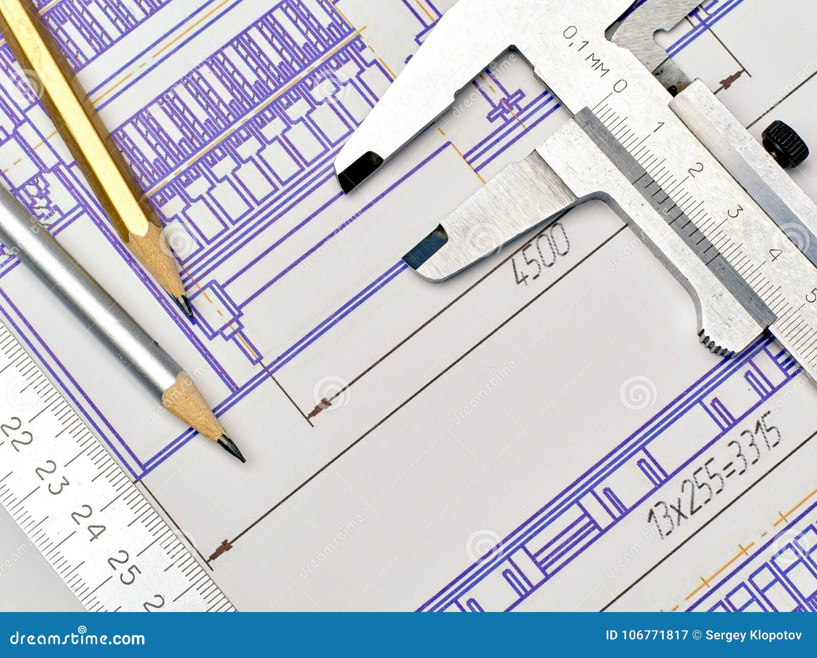 Tools for Drawings and Measuring Instruments. Stock Image - Image of ...