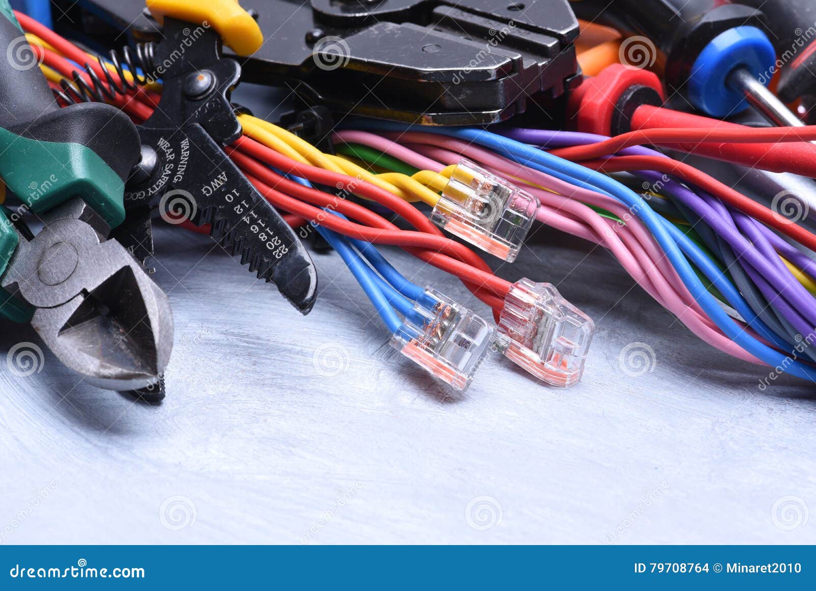 Tools for Electrician and Electrical Cables Stock Photo - Image of ...