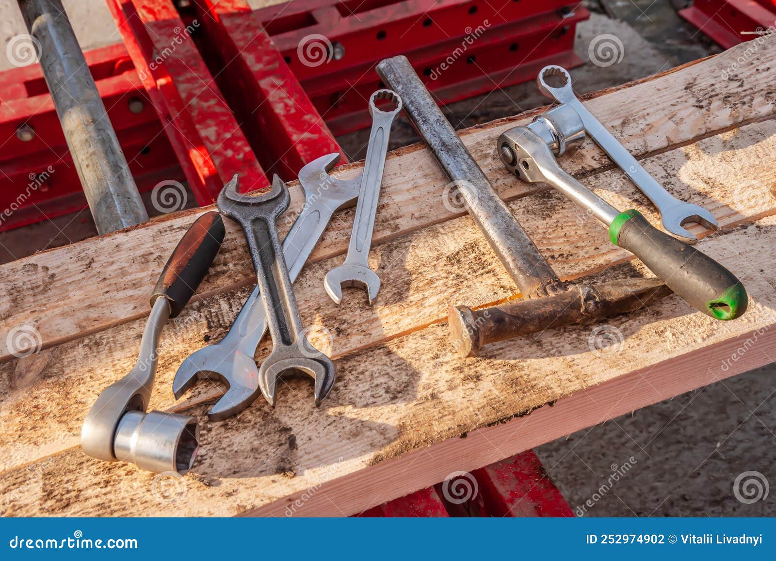 Tools and Elements of a Beam Crossbar System Stock Photo - Image of ...