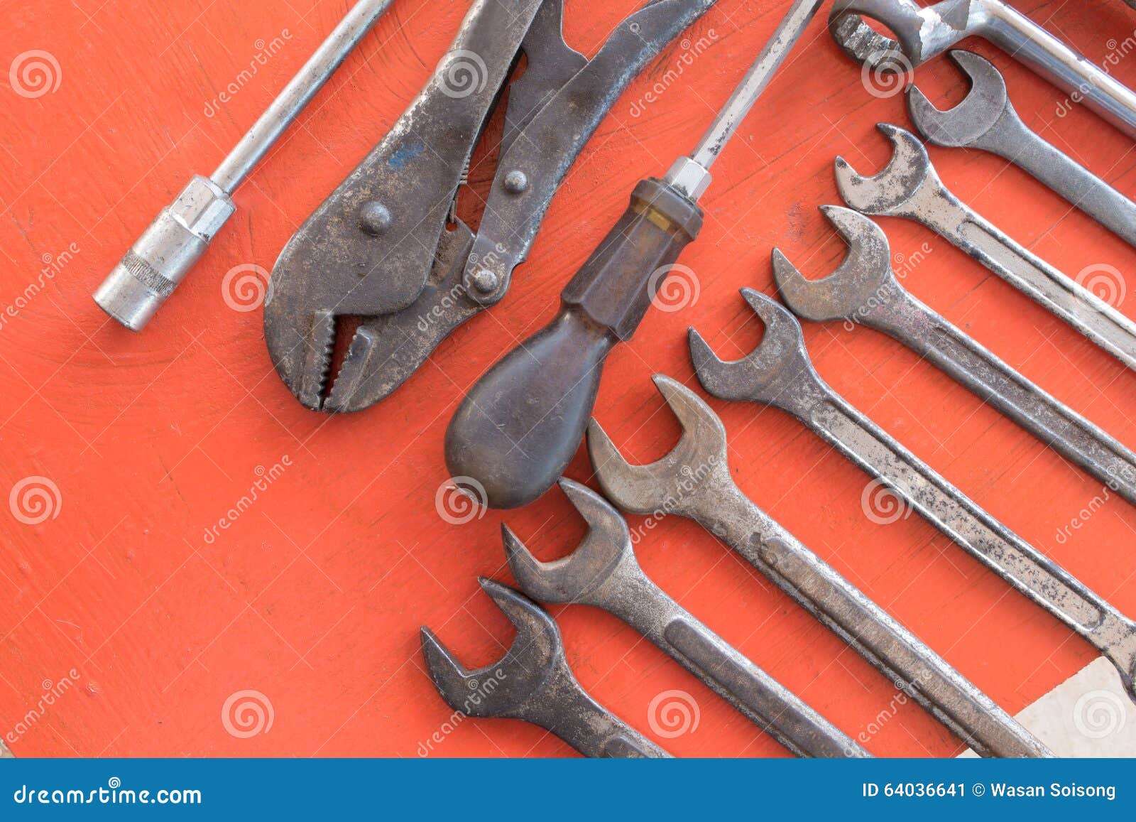 Tools for Engineer on Orange Background Stock Image - Image of mechanic ...