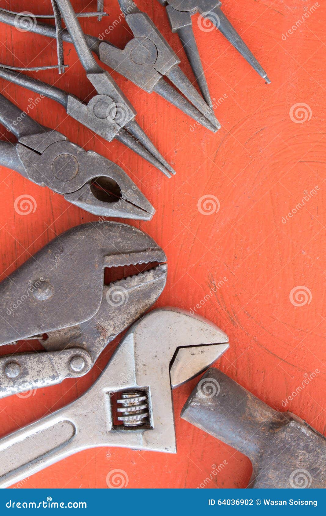 Tools for Engineer on Orange Background Stock Photo - Image of ...