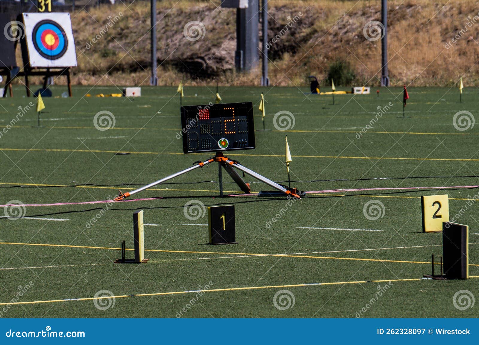 Tools and Equipment in an Archery Range Outdoors Stock Image - Image of ...