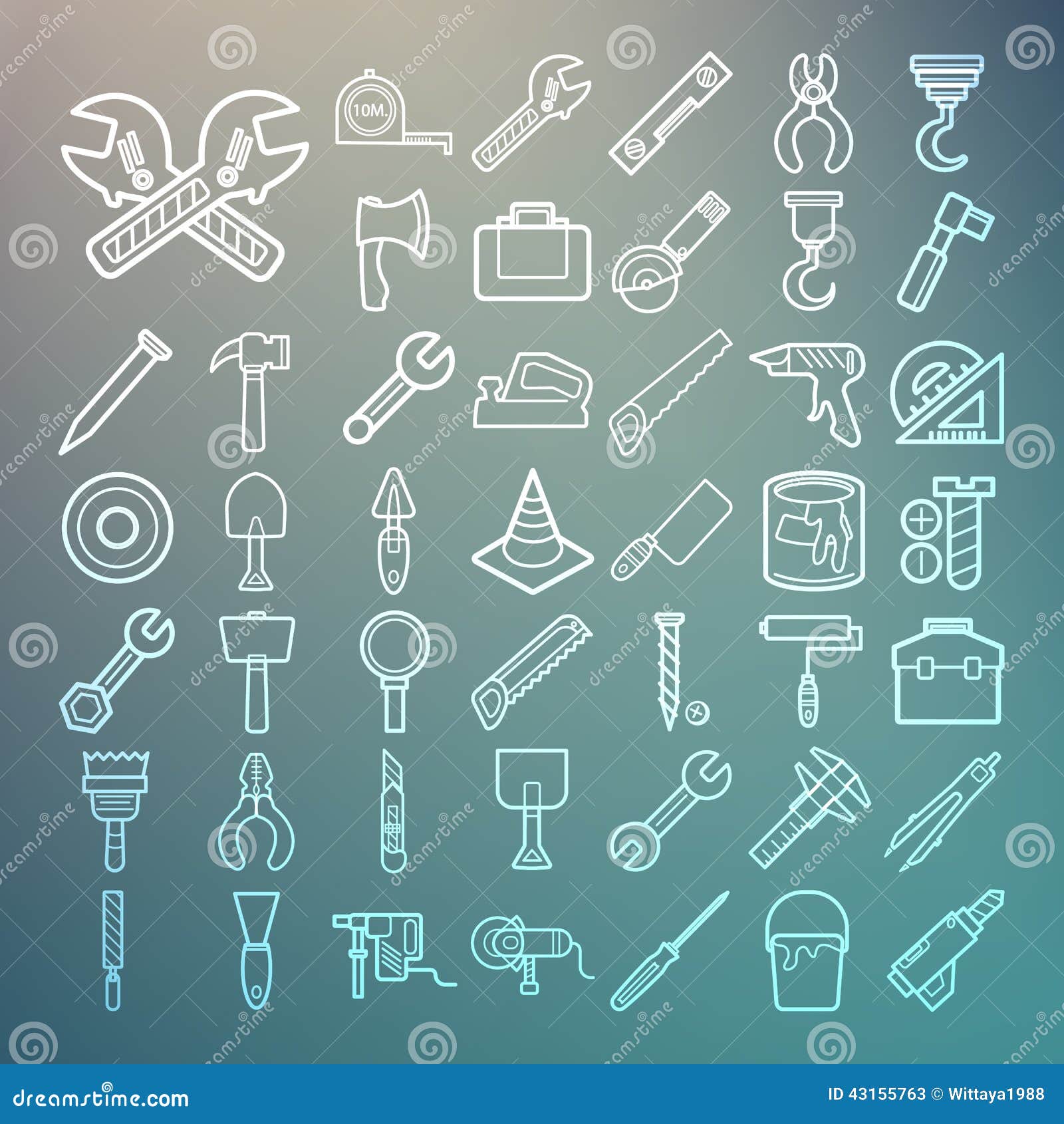 Tools and Equipment Icons Set on Retina Background Stock Vector ...