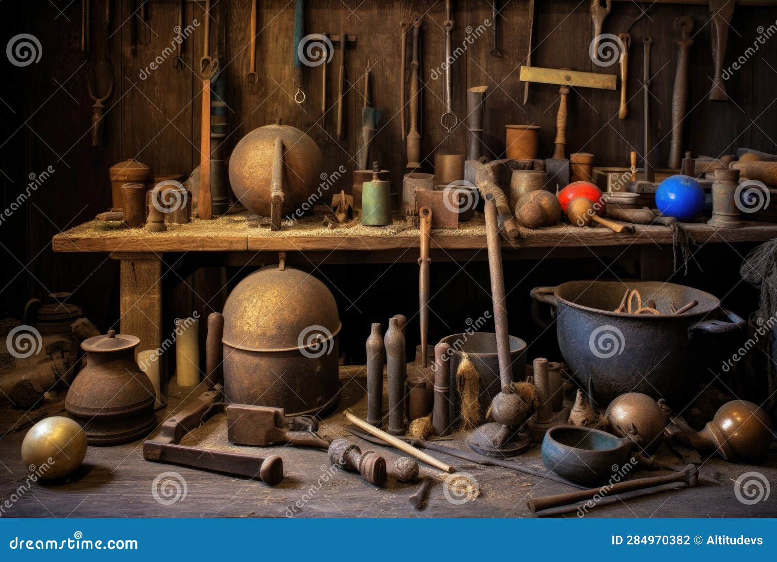 Tools and Equipment Used in Bell-making Process Stock Illustration ...