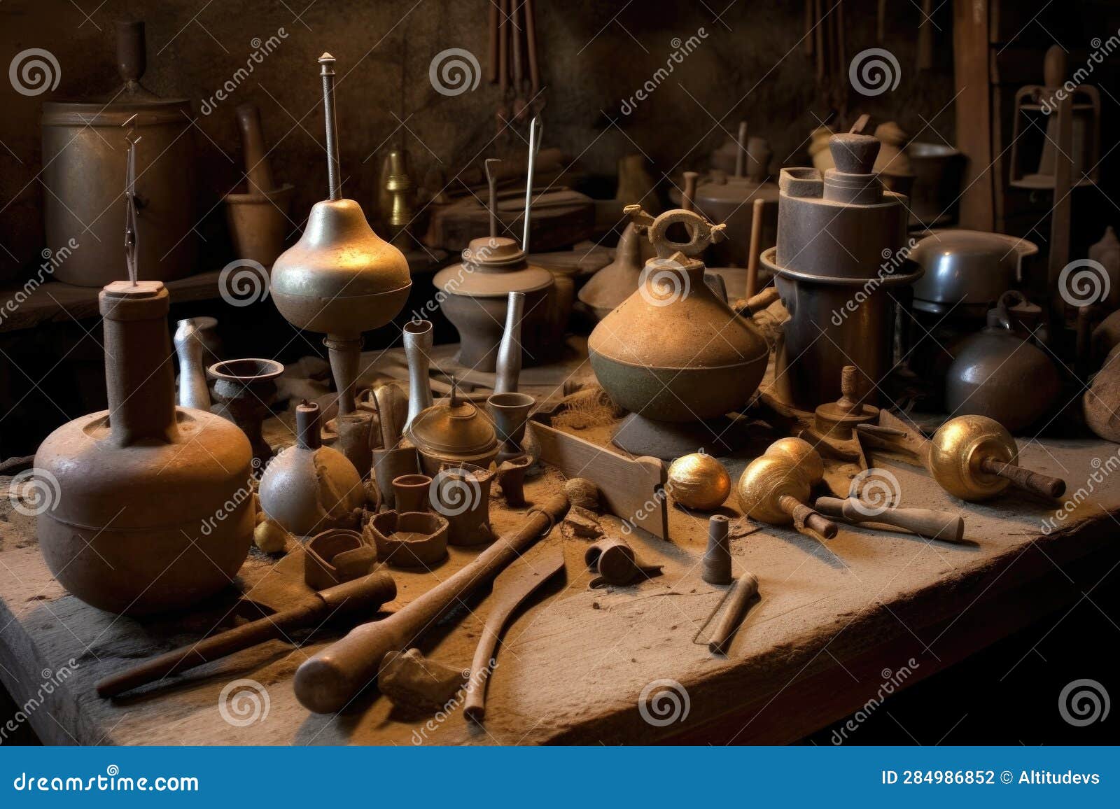 Tools and Equipment Used in Bell Making Process Stock Illustration ...