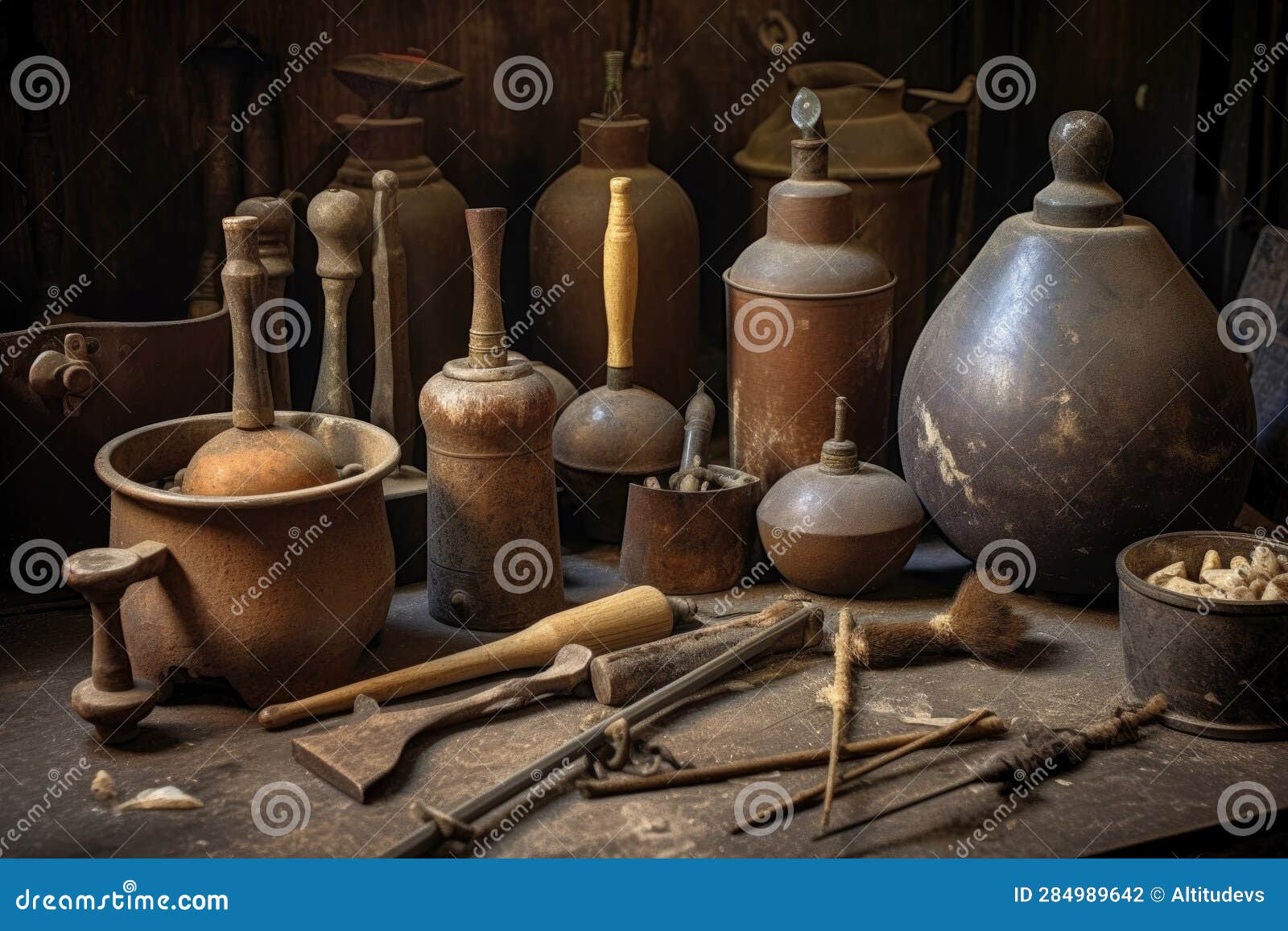 Tools and Equipment Used in Bell Making Process Stock Illustration ...
