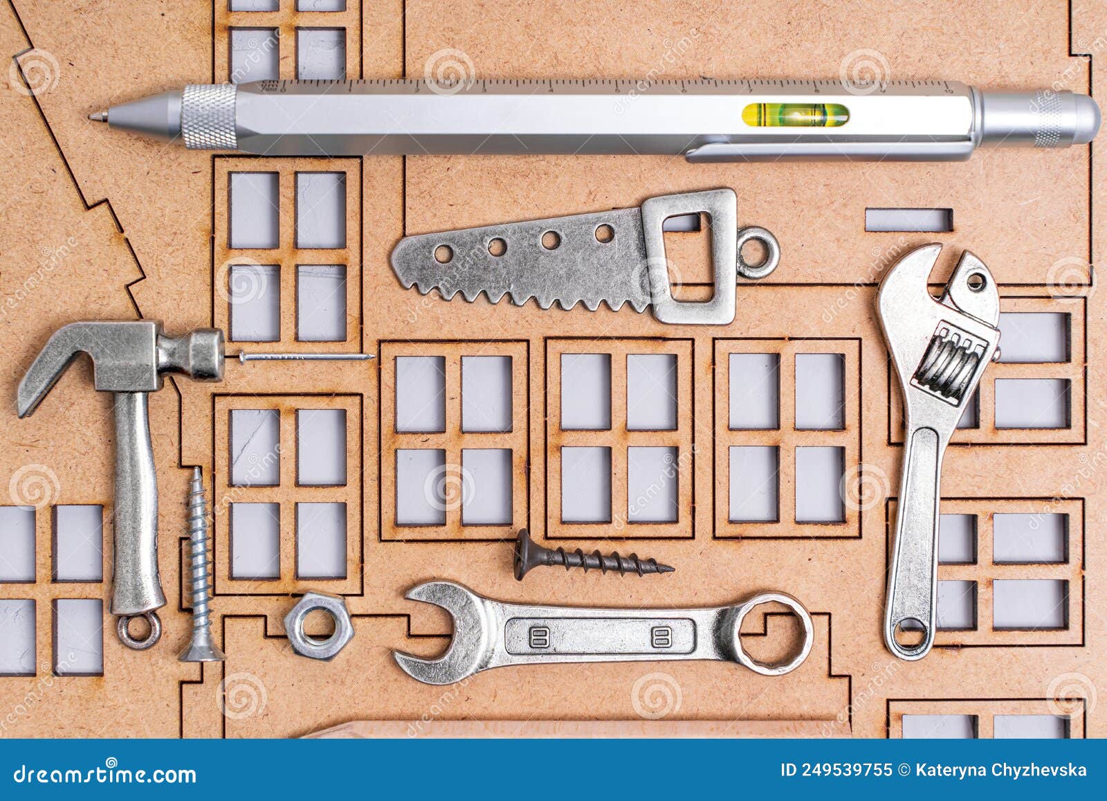 Tools and Fasteners on Top of a House Model Kit Stock Image - Image of ...