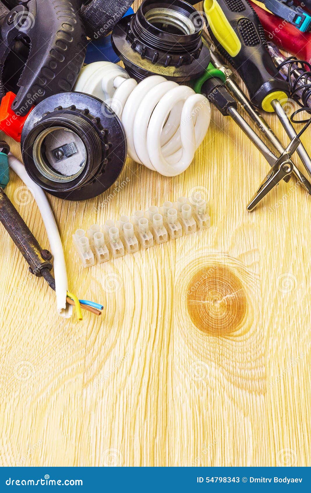 Tools for fixing wiring stock image. Image of organization - 54798343
