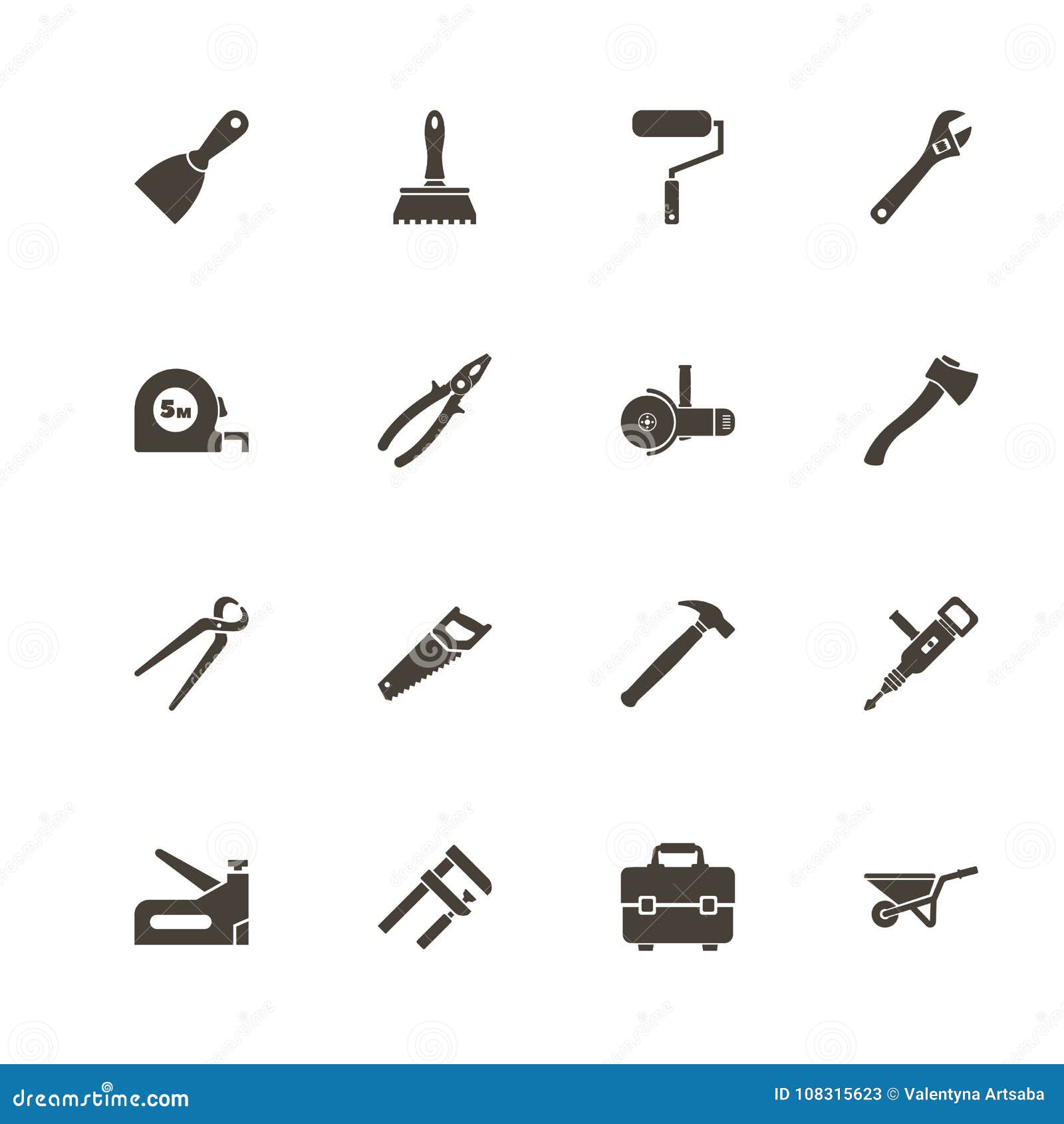 Tools - Flat Vector Icons stock vector. Illustration of driver - 108315623