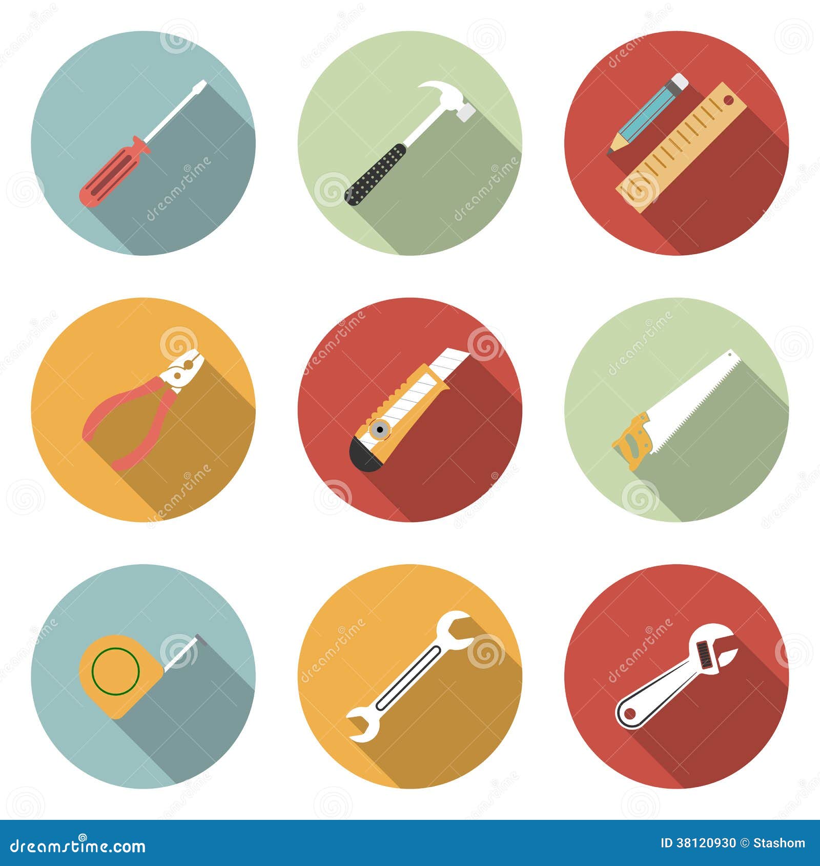 Tools Flat Vector Icons Set Stock Vector - Illustration of wrench ...