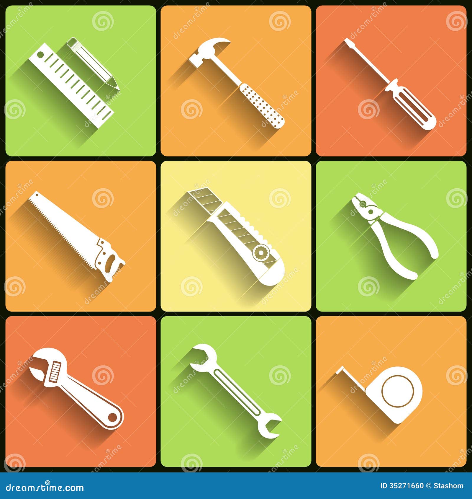 Tools Flat Vector Icons Set Stock Vector - Illustration of project ...