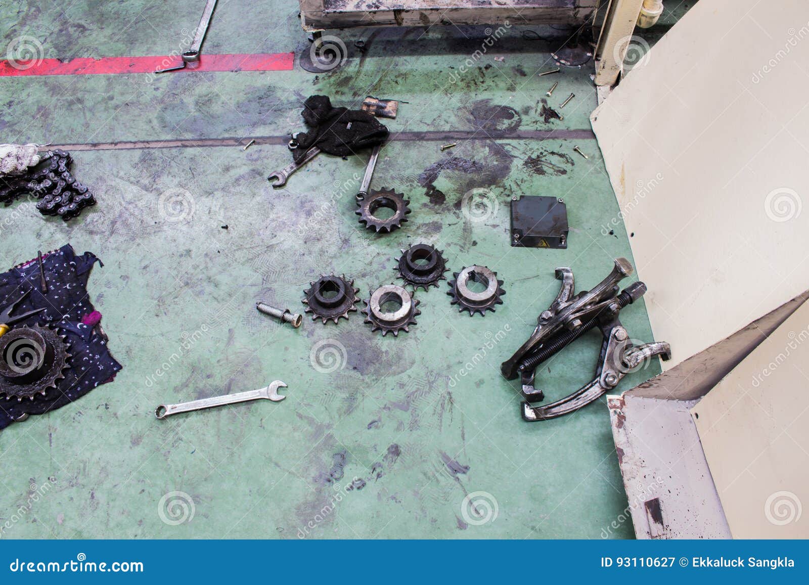 The Tools on Floor in a Workplace Area. Stock Image - Image of ...