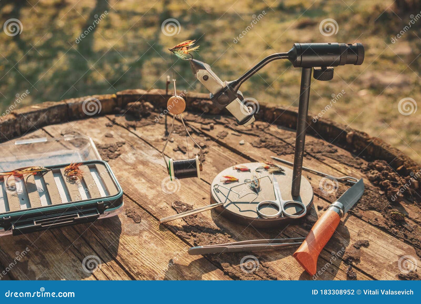 Tools for Fly Tying. Fly Fishing Stock Photo - Image of hobby ...