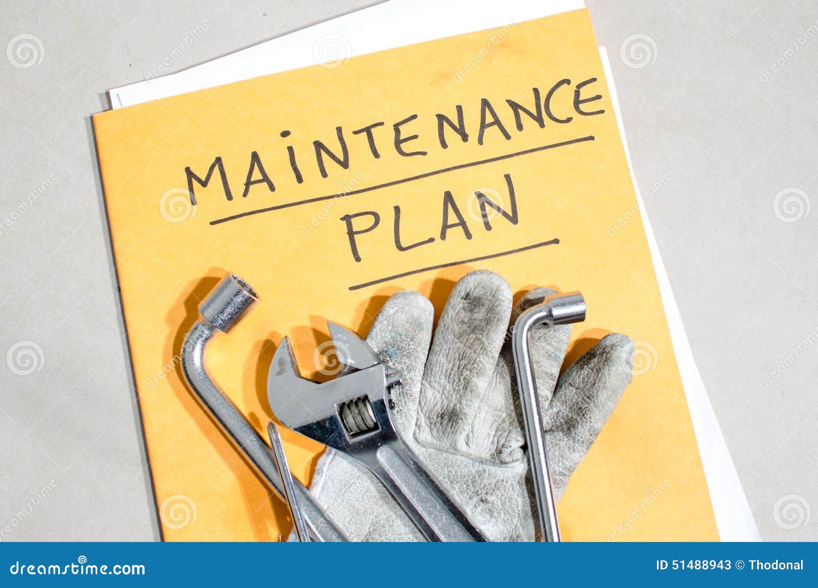 Tools on a Folder of Maintenance Plan Stock Image - Image of file, work ...