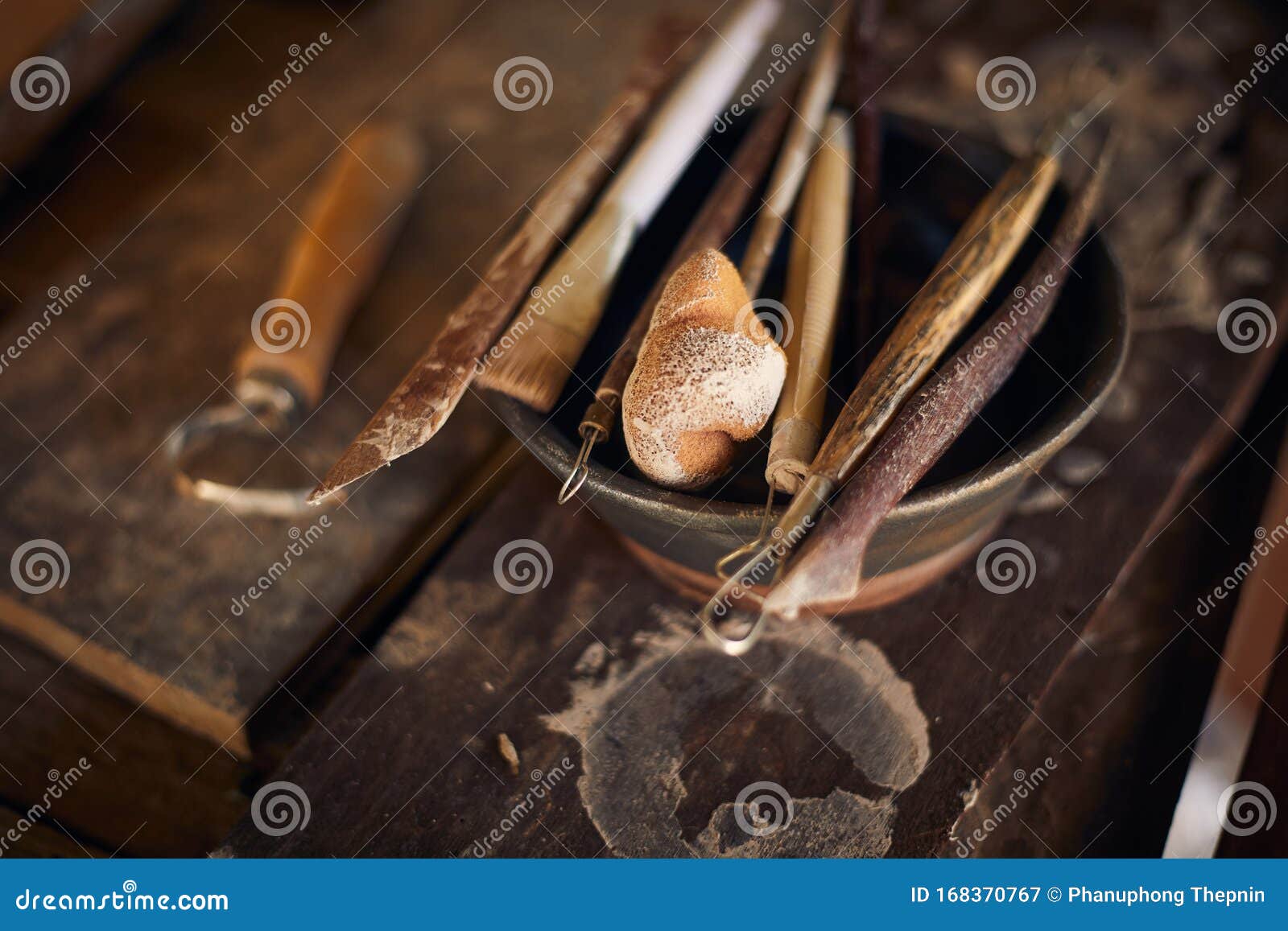 Tools for forming clay. stock image. Image of sculpture - 168370767