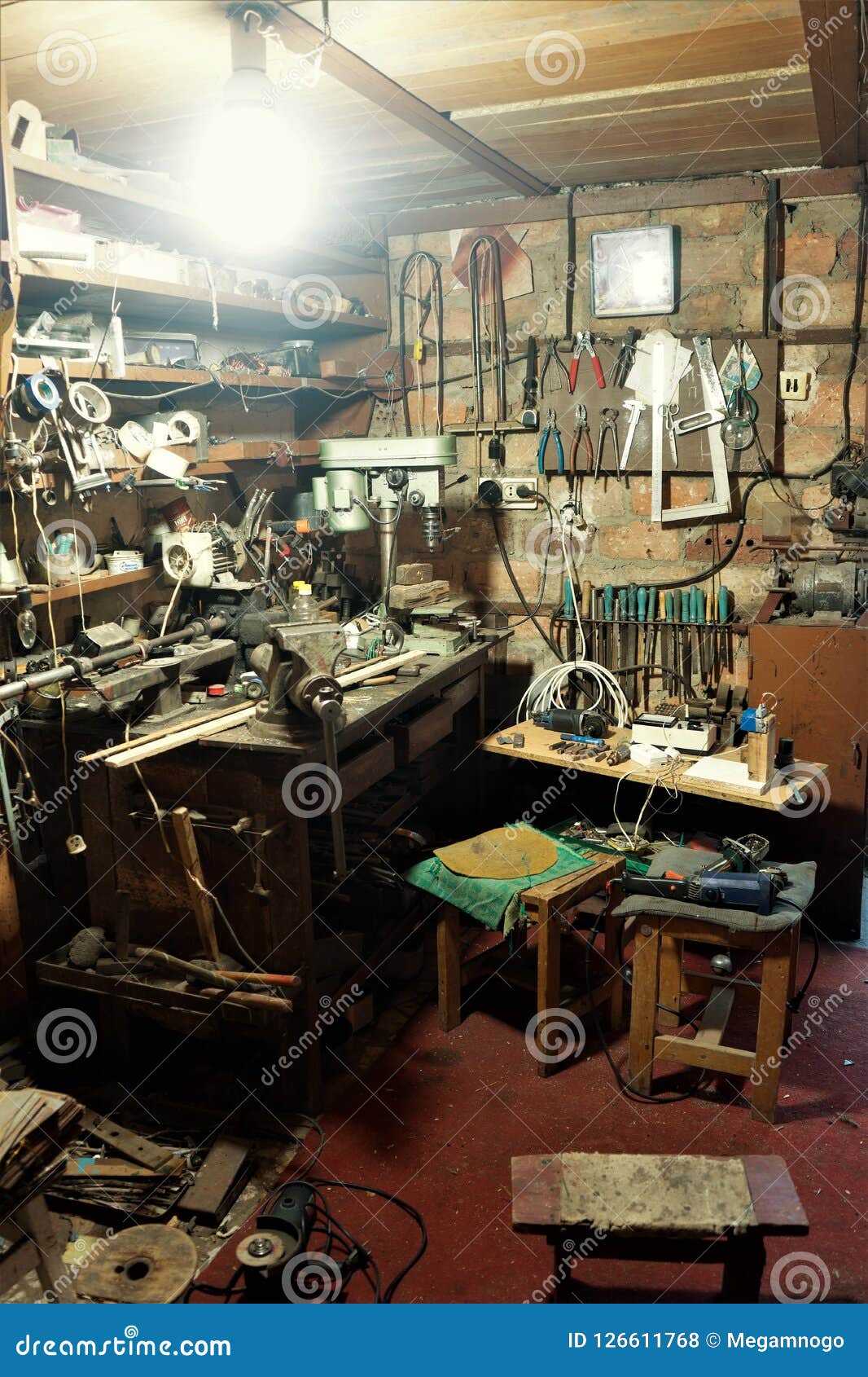 Desktop and Tools in the Garage Workshop Editorial Stock Photo - Image ...
