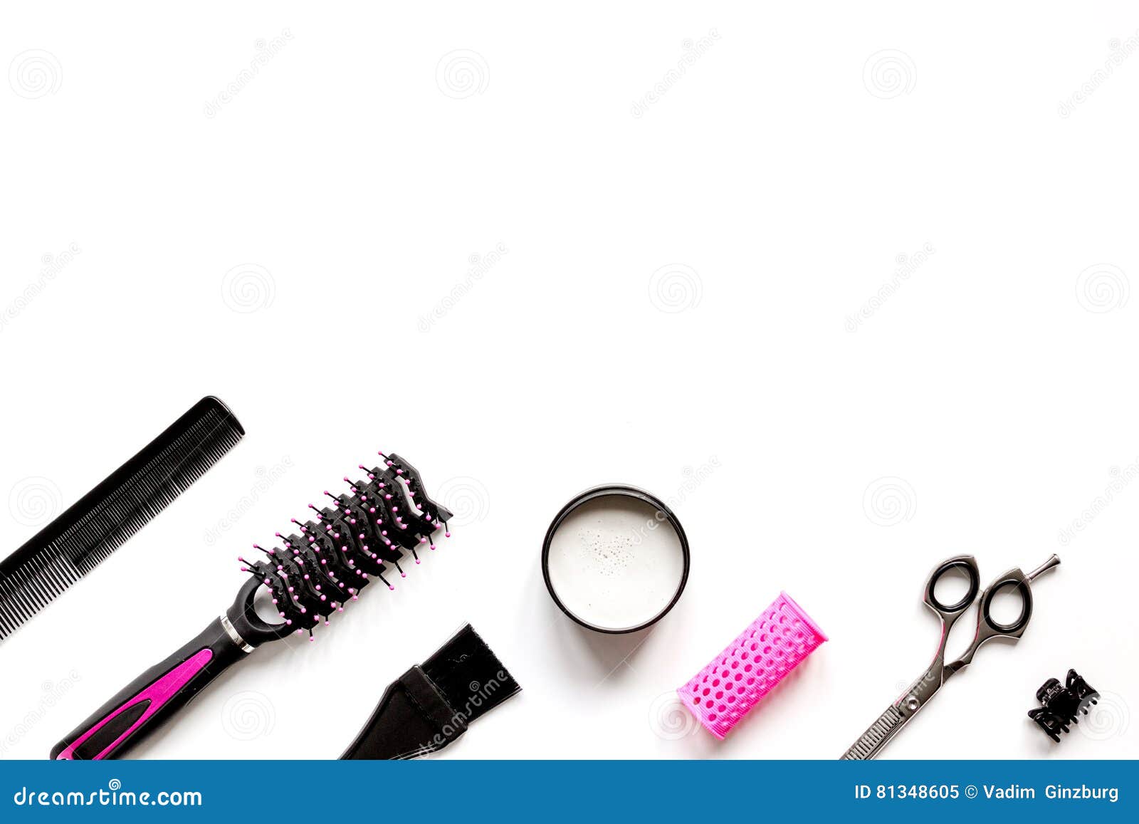 Tools for Hair Styling on White Background Top View Stock Image - Image ...