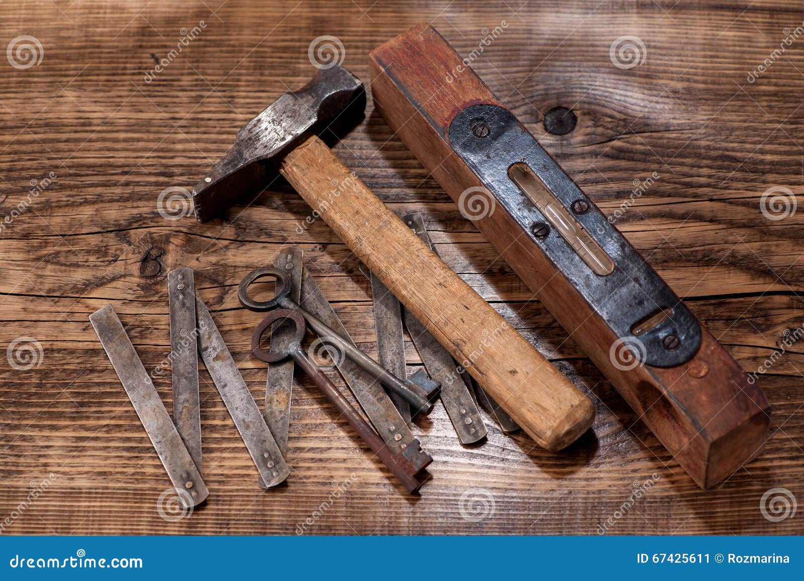 Tools Hammer, Ruler and Level Stock Image - Image of number, building ...