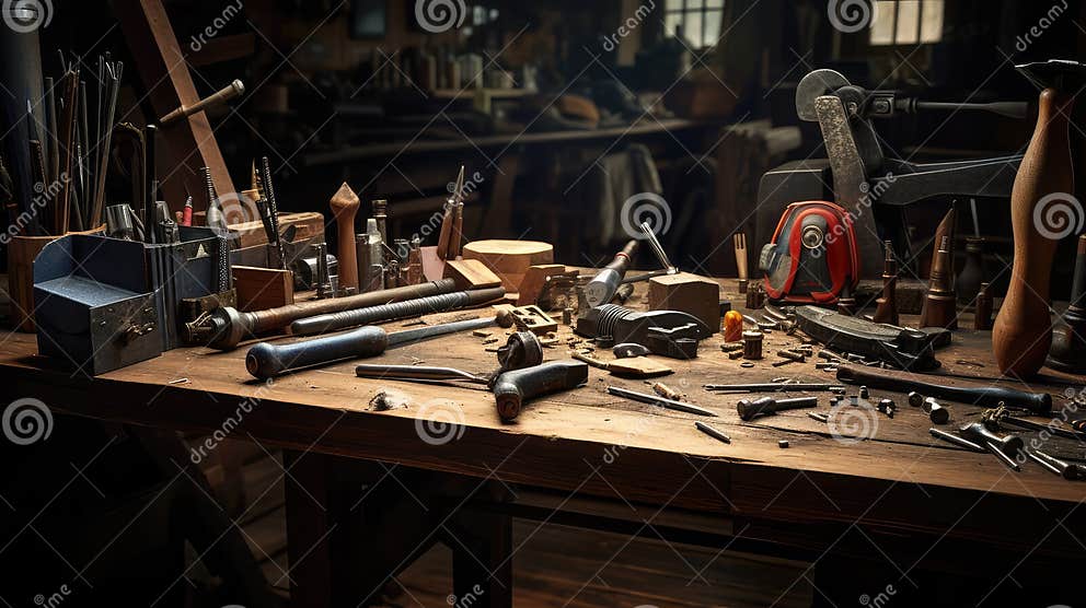 Tools hammer on table stock illustration. Illustration of hammer - 328721253