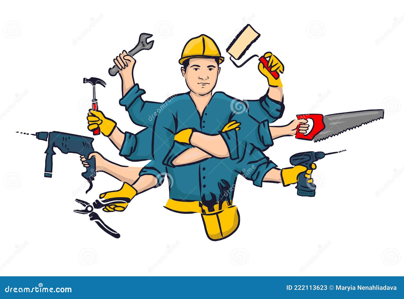 Tools in Hand. Jack of All Trades. Handyman. a Builder Who Knows How To ...