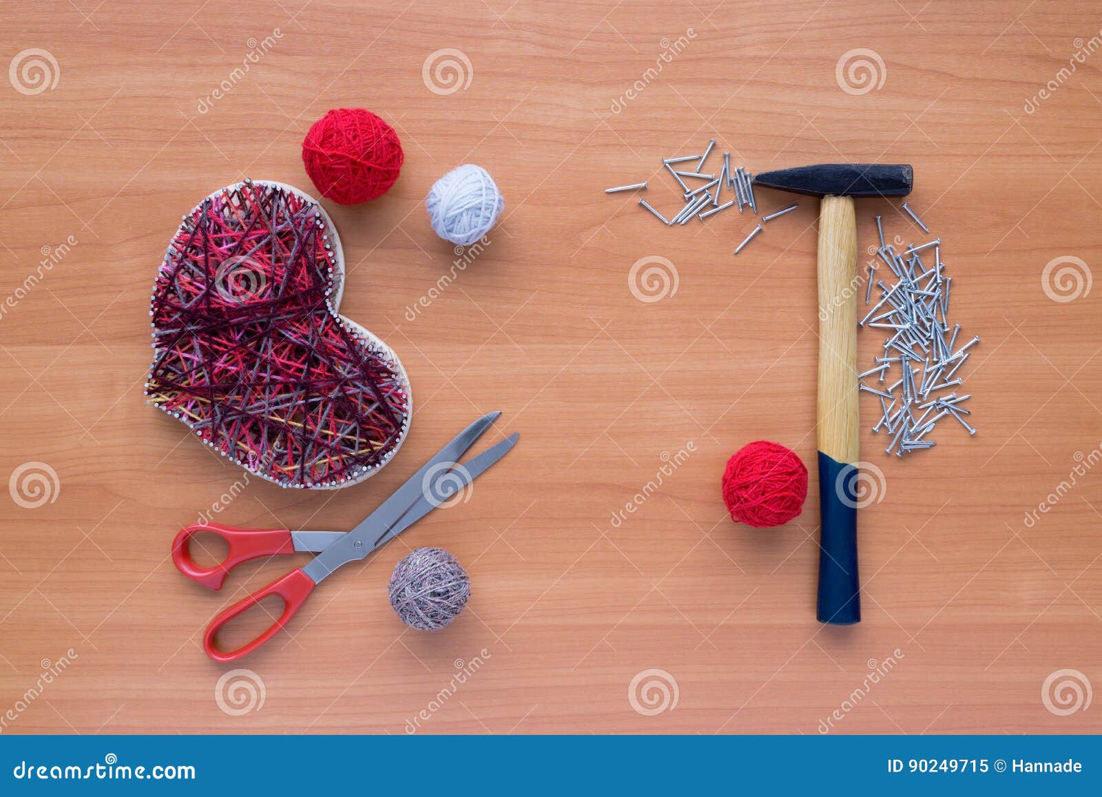 Tools for Handiwork in Stile String Art on Wooden Table Stock Image ...