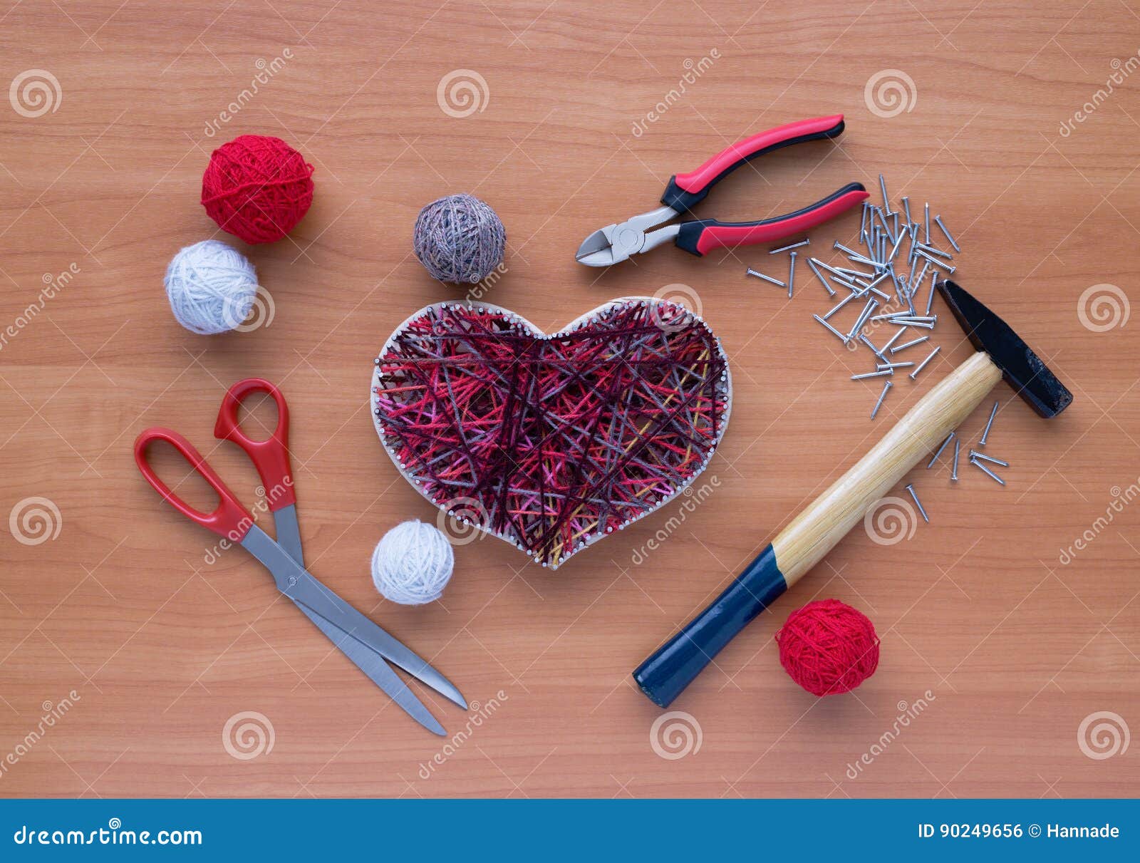 Tools for Handiwork in Stile String Art on Wooden Table Stock Photo ...