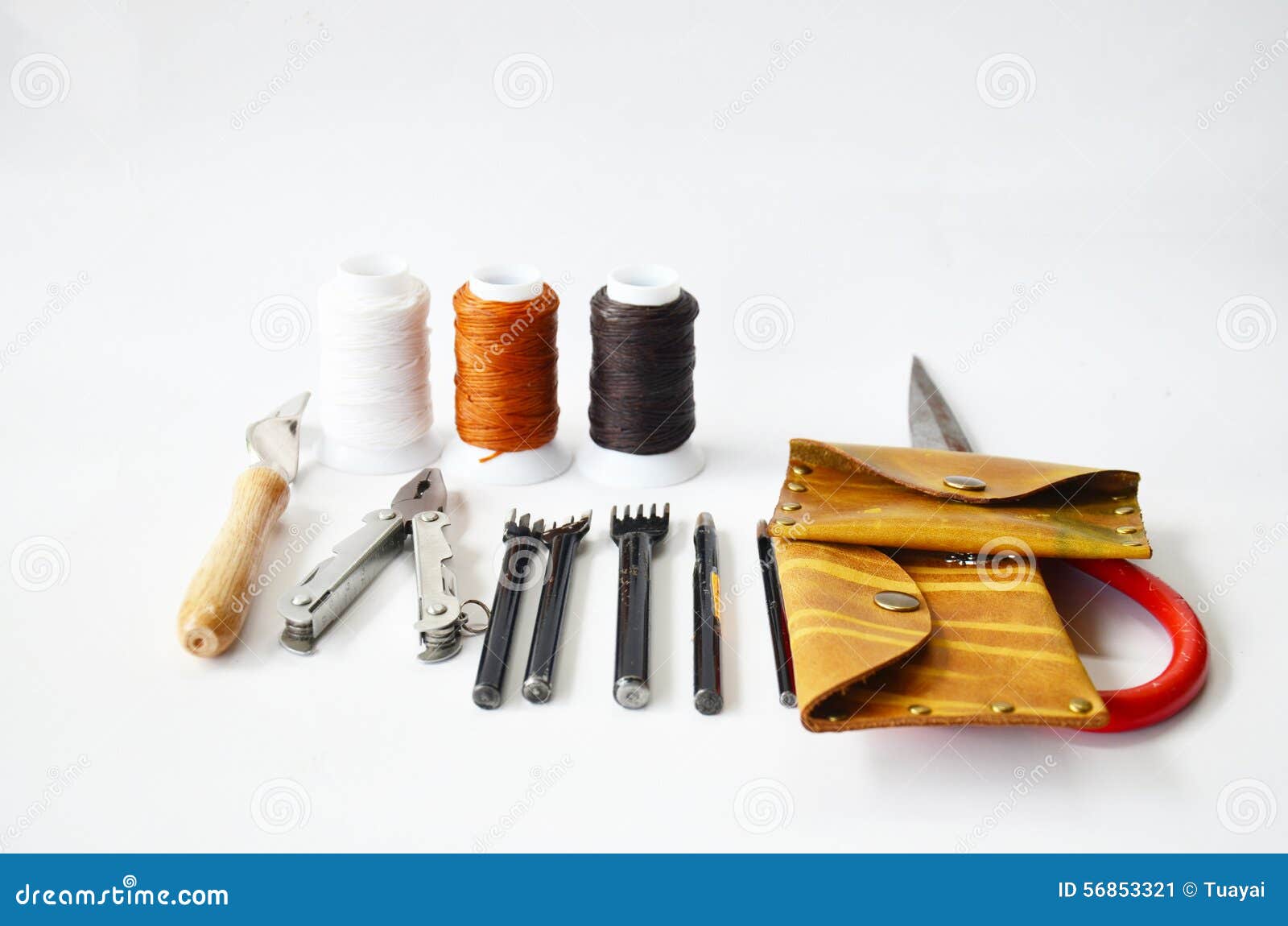 Tools for Handmade leather stock image. Image of creation - 56853321