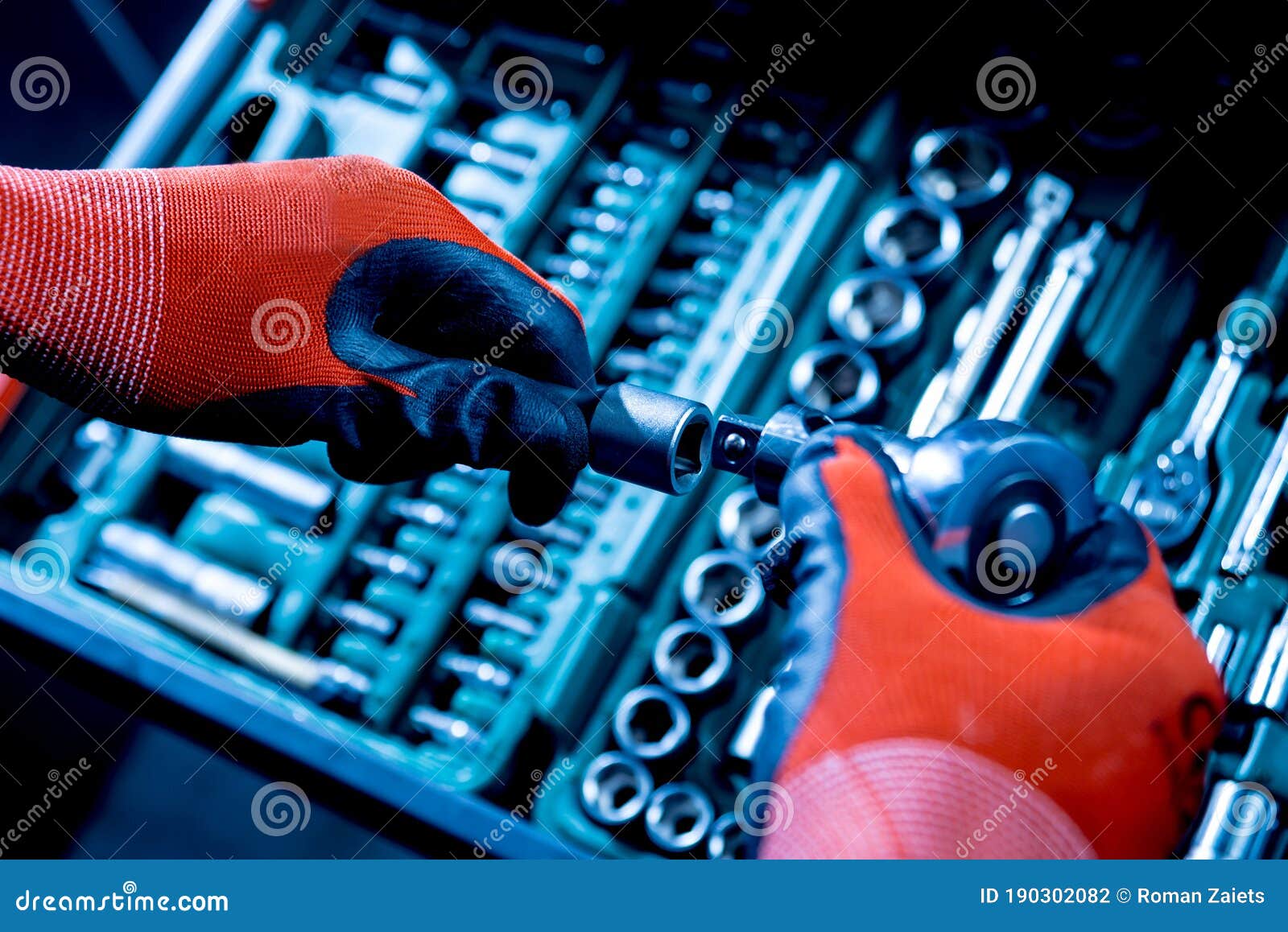 Tools at the Hands. Auto Repair Service Stock Photo - Image of males ...