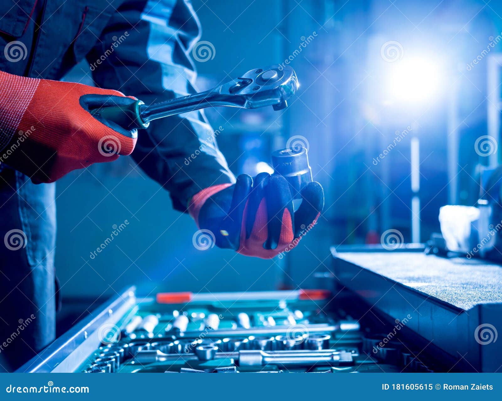 Tools at the Hands. Auto Repair Service Stock Image - Image of land ...