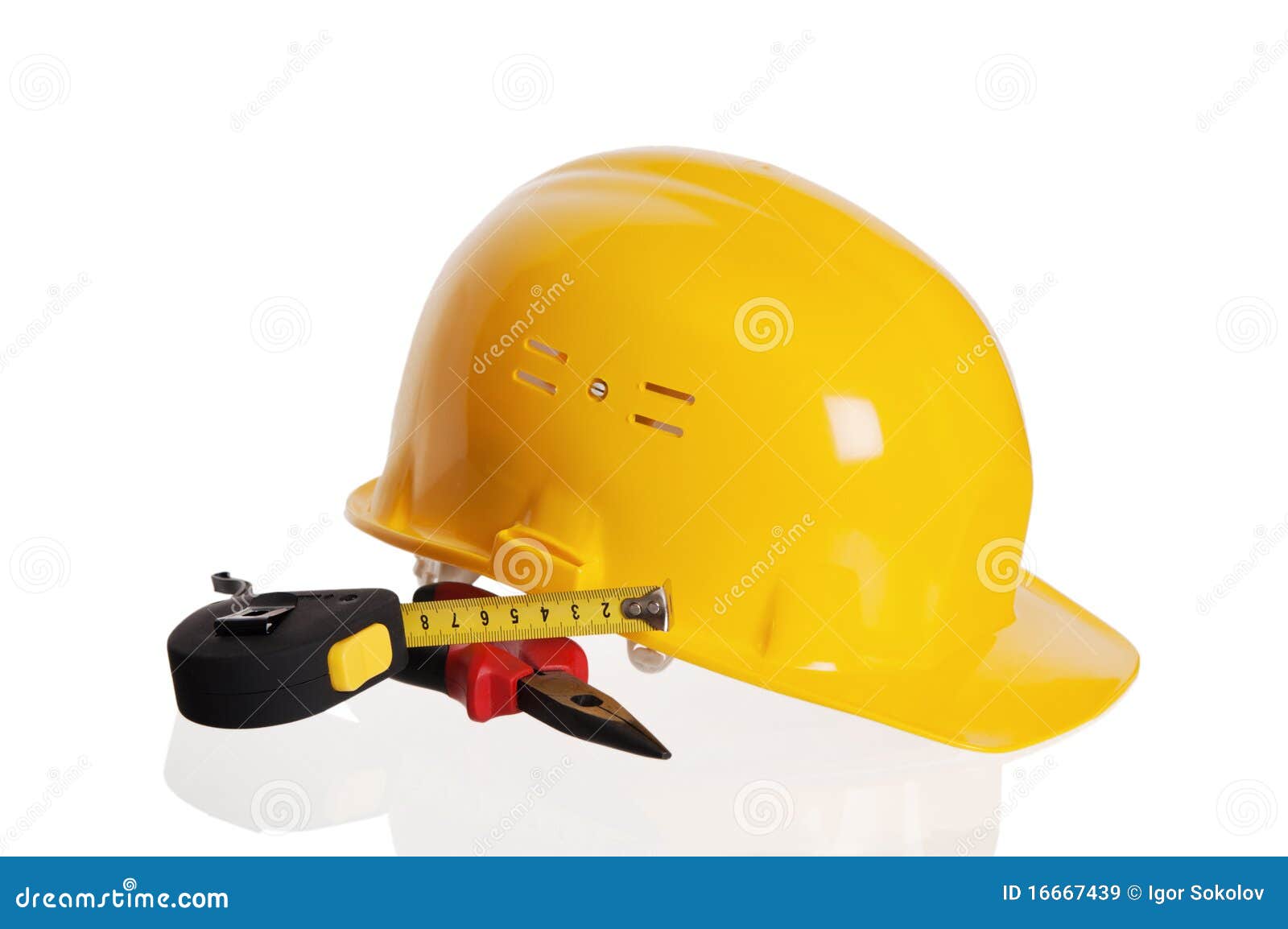 Tools and Helmet of the Builder Stock Image - Image of helmet, caution ...